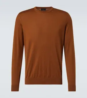Zegna Cashmere And Silk Crew Neck Sweater - Brown