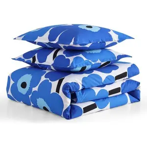 Marimekko Unikko Duvet Cover & Sham Set - Open Bright Blue