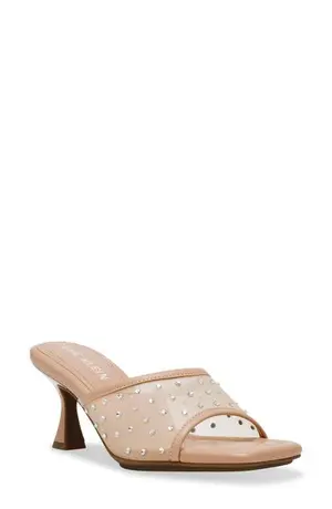 Anne Klein Julie Rhinestone Embellished Slide Sandals - Blush Crystal