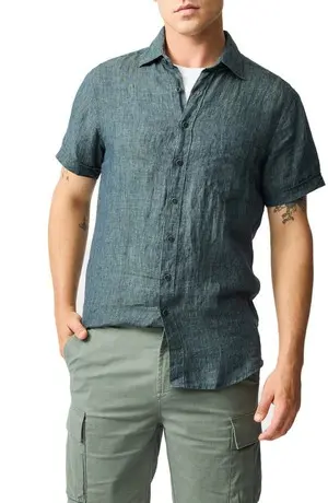 Rodd & Gunn Palm Beach Sports Fit Short Sleeve Linen Button-up Shirt - Ash