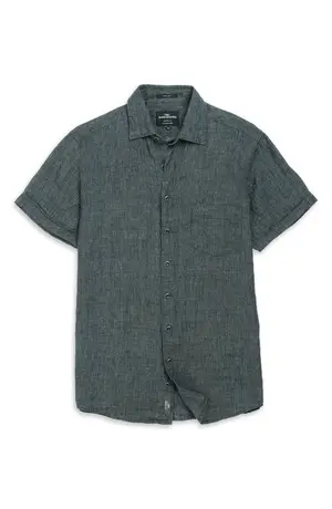 Rodd & Gunn Palm Beach Sports Fit Short Sleeve Linen Button-up Shirt - Ash