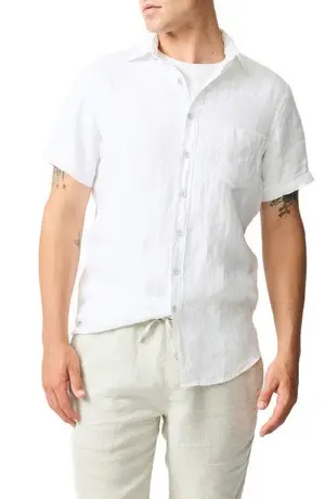Rodd & Gunn Palm Beach Sports Fit Short Sleeve Linen Button-up Shirt - Snow