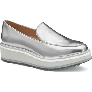 Johnston & Murphy Gracelyn Platform Loafer - Silver Italian Metallic