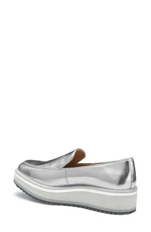 Johnston & Murphy Gracelyn Platform Loafer - Silver Italian Metallic