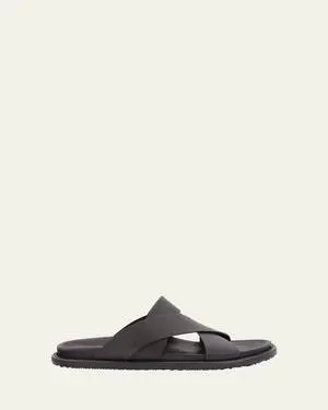 STUART WEITZMAN Berkley Leather Criss-cross Slide Sandals - Black