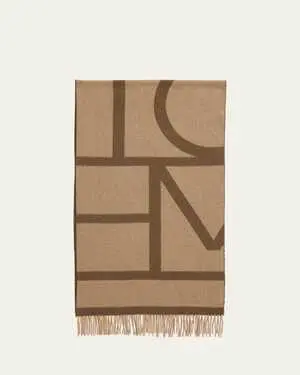 TOTÊME Wool Tonal Monogram Scarf - Espresso Biscuit 157