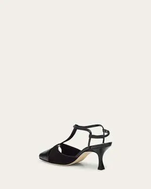 Manolo Blahnik Mixed Leather T-strap Pumps