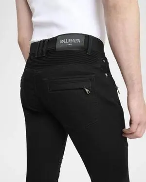 Balmain Denim Biker Pants - Black