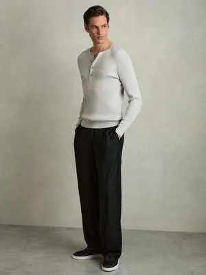 REISS Ashwell Rib Knit Henley Jumper