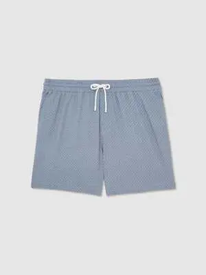 REISS Tito Drawstring Geometric Print Swim Shorts