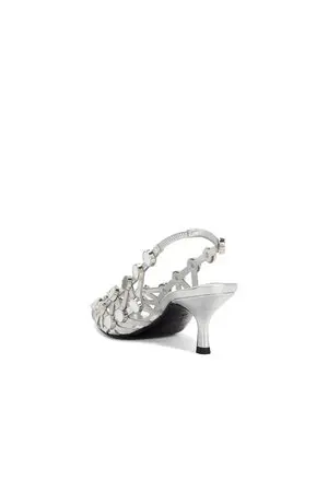 Attico Grid 50mm Slingback - Silver