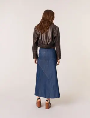 Maje Long Denim Skirt