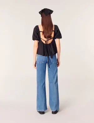 Maje Cotton Jeans With Rhinestone And Bead Embellishments