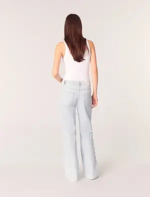 Maje Wide-leg Rhinestone Cutaway Jeans