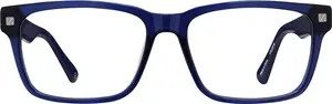 Zenni Rectangle Eyeglasses With Snap-On Sunlens Blue