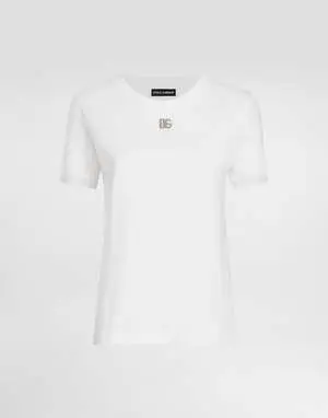 Dolce & Gabbana Crystal Dg Logo T-shirt - Black