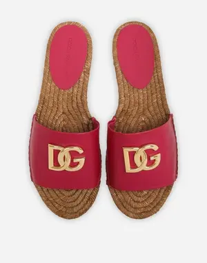 Dolce & Gabbana Nappa Leather Espadrille Sliders With Dg Logo