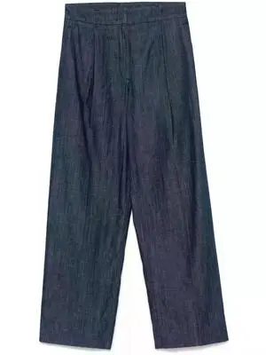 Another Tomorrow Chambray Wide-leg Jeans
