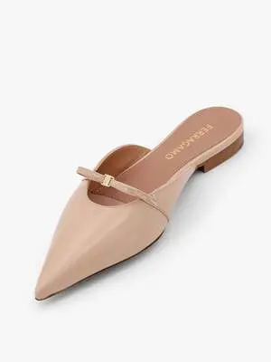 FERRAGAMO Giulye Patent Leather Mule - Beige