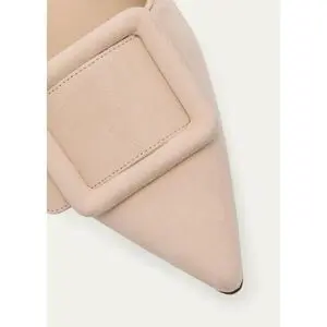 Manolo Blahnik Maysale Suede Ballerina Mules - Light Gray