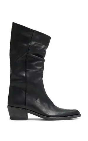 Khaite Clive Leather Boots - Black