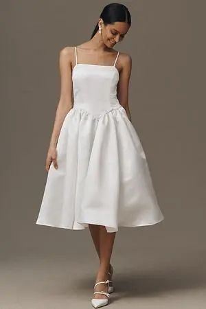 Bhldn Basque-waist Midi Dress - Ivory