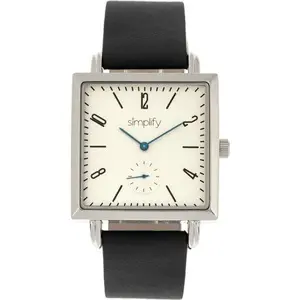 SIMPLIFY The 5000 Leather-band Watch - Black/white