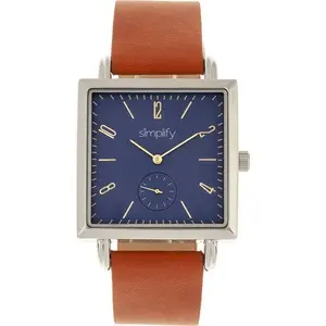 SIMPLIFY The 5000 Leather-band Watch - Brown/blue