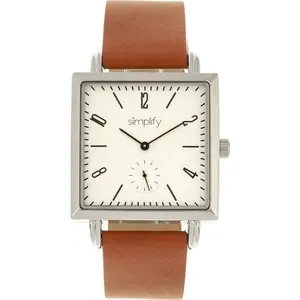 SIMPLIFY The 5000 Leather-band Watch - Brown/white