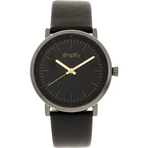 SIMPLIFY SIMPLIFY Leather Strap Watch Black/gunmetal