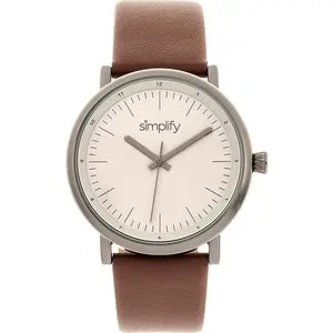 SIMPLIFY Leather Strap Watch - Grey/brown