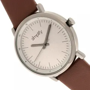 SIMPLIFY Leather Strap Watch - Grey/brown