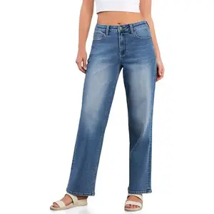 HINT OF BLU Cuffed Mid Rise Boyfriend Jeans - Ace Blue