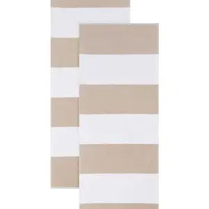 Calvin Klein Poolside Yarn Dye 2-piece Beach Towel Set - Fawn/white