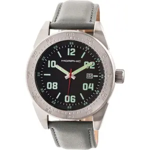 MORPHIC Morphic Leather Strap Watch Black/grey