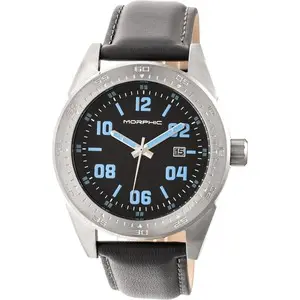 MORPHIC Leather Strap Watch - Silver/black