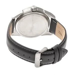 MORPHIC Leather Strap Watch - Silver/black