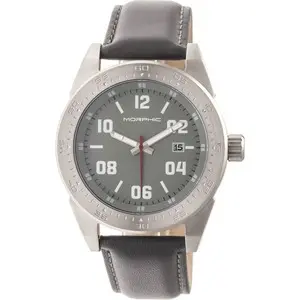 MORPHIC Morphic Leather Strap Watch Silver/grey