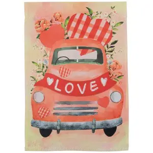 NORTHLIGHT Love Banner And Vintage Car Garden Flag 12.5" X 18 - Red