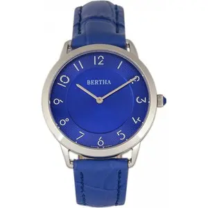BERTHA WATCHES BERTHA Abby Swiss Leather-Band Watch Silver/blue