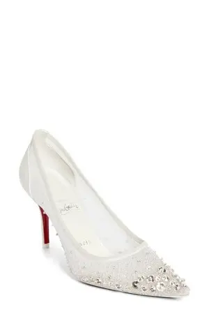 CHRISTIAN LOUBOUTIN Miss Z Crystal Beaded Mesh Pump - Version Ivory