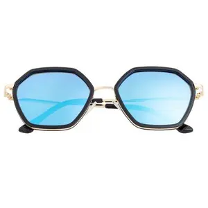 BERTHA WATCHES Ariana Polarized Octagon Sunglasses - Black/blue