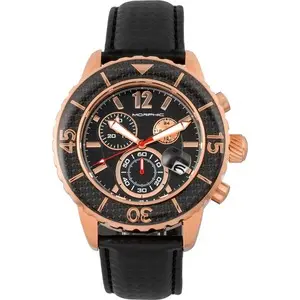 MORPHIC Chronograph Leather-band Strap Watch - Rose Gold/black