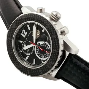 MORPHIC Chronograph Leather-band Strap Watch - Silver/black
