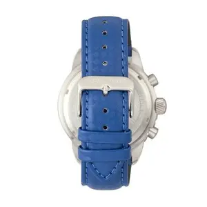 MORPHIC Chronograph Leather-band Strap Watch - Silver/blue
