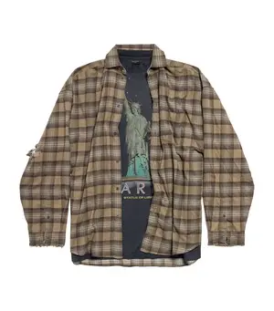 Balenciaga Distressed Check Layered Shirt