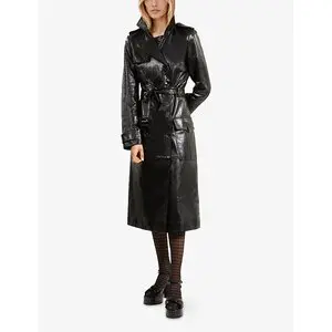 The Kooples Notched-lapel Leather Coat With Belt