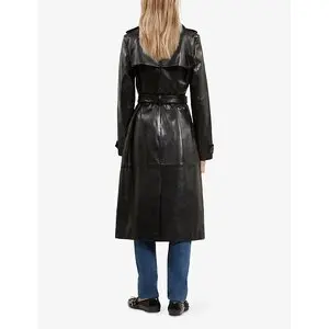 The Kooples Notched-lapel Leather Coat With Belt