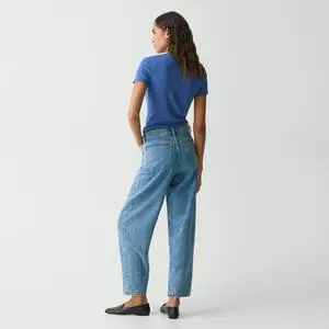 Theory Cropped Barrel Pant In Relaxed Denim - Ice Blue