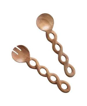 GAURI KOHLI Valencia Salad Servers, Set Of 2 - Brown